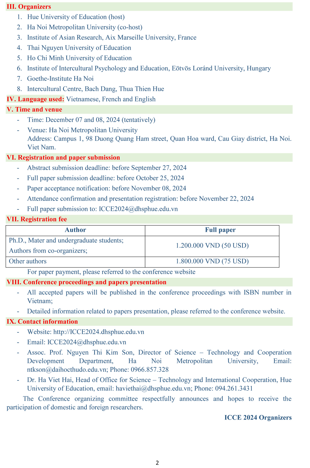 CALL FOR PAPERS: The 5th International Conference on Culture and Education – ICCE 2024 | Trường ...